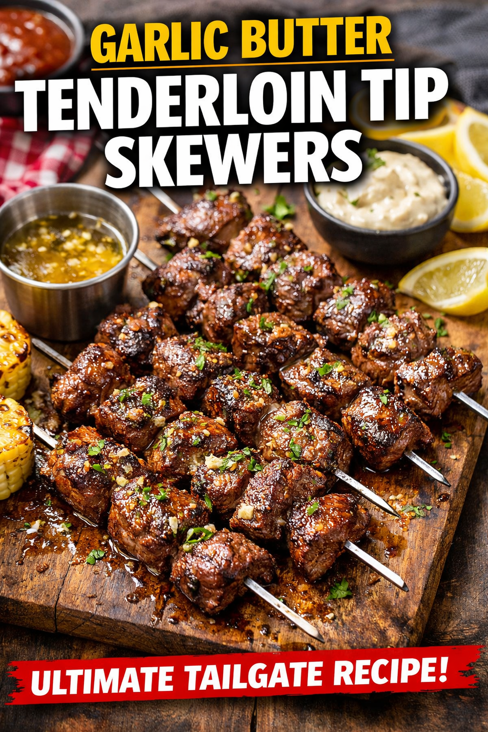 Garlic Butter Tenderloin Tip Skewers (Easy Tailgate Steak Recip